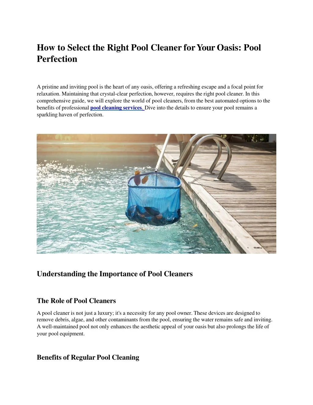 PPT - How to Select the Right Pool Cleaner for Your Oasis - Pool ...