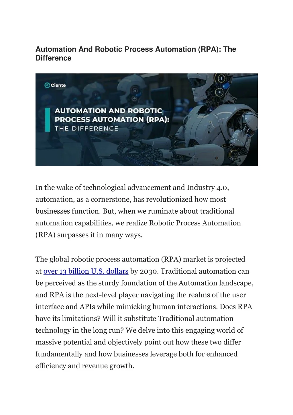 PPT - Automation and Robotic Process Automation (RPA): The Difference ...