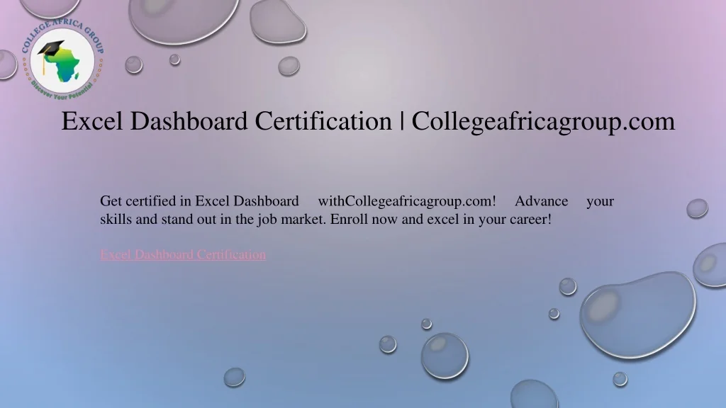 PPT - Excel Dashboard Certification Collegeafricagroup.com PowerPoint ...