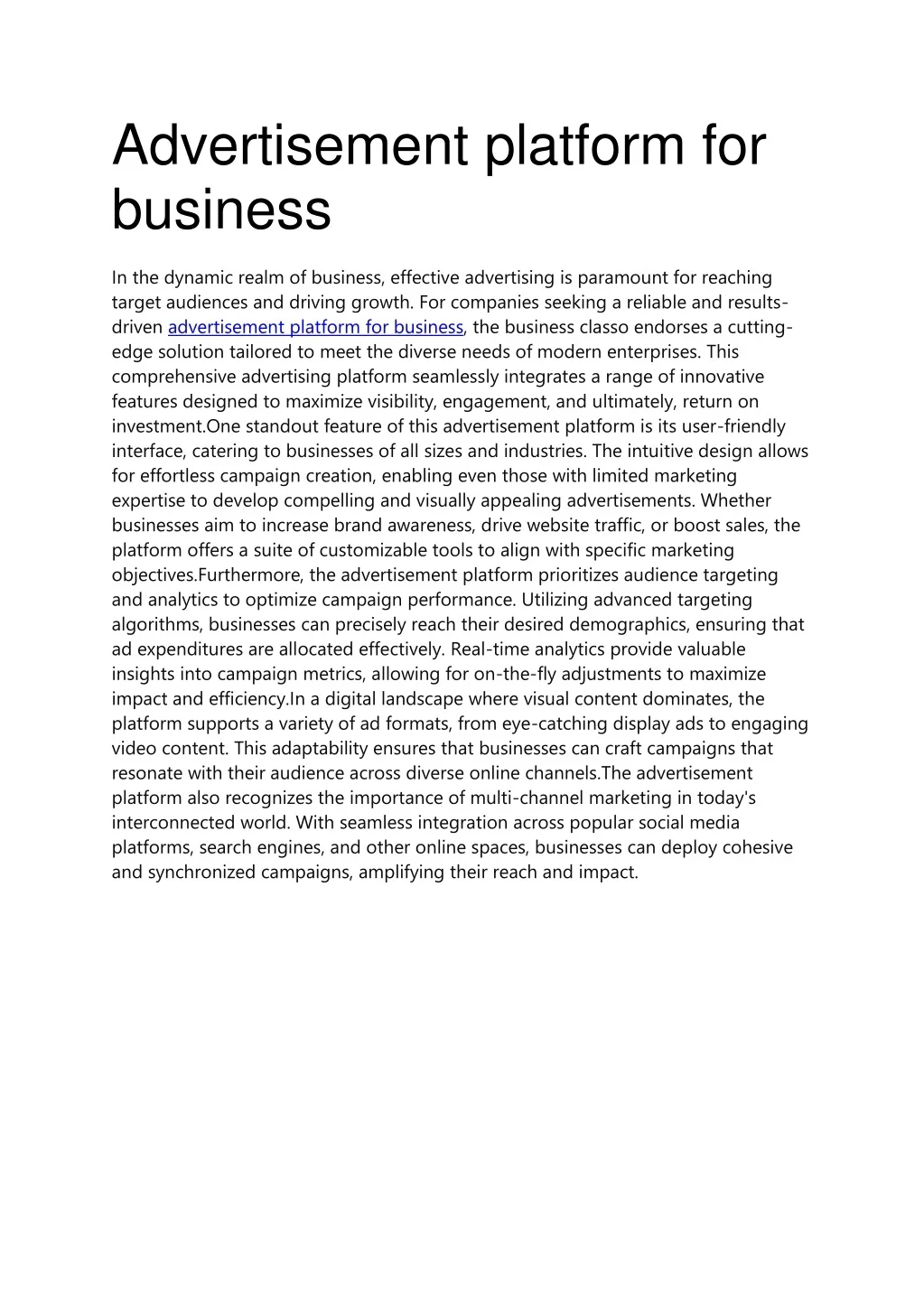 PPT - Advertisement platform for business PowerPoint Presentation, free download - ID:12905324