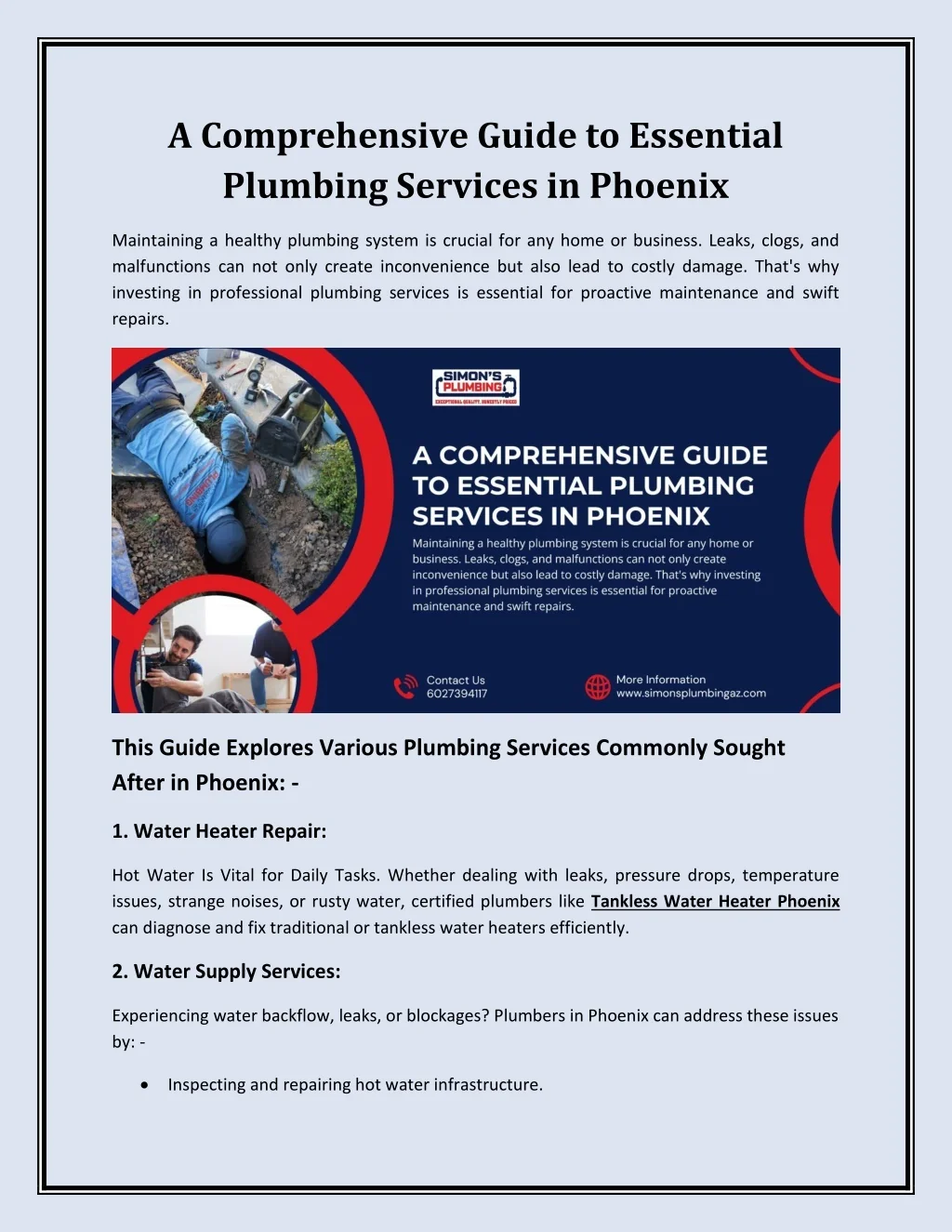 PPT - A Comprehensive Guide to Essential Plumbing Services in Phoenix ...