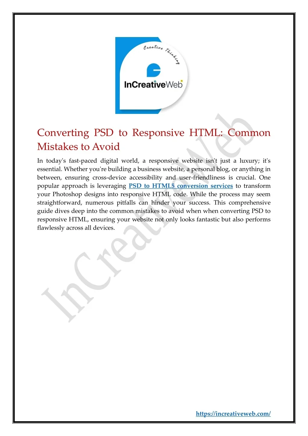 PPT - Converting PSD to Responsive HTML_Common Mistakes to Avoid PowerPoint Presentation - ID ...