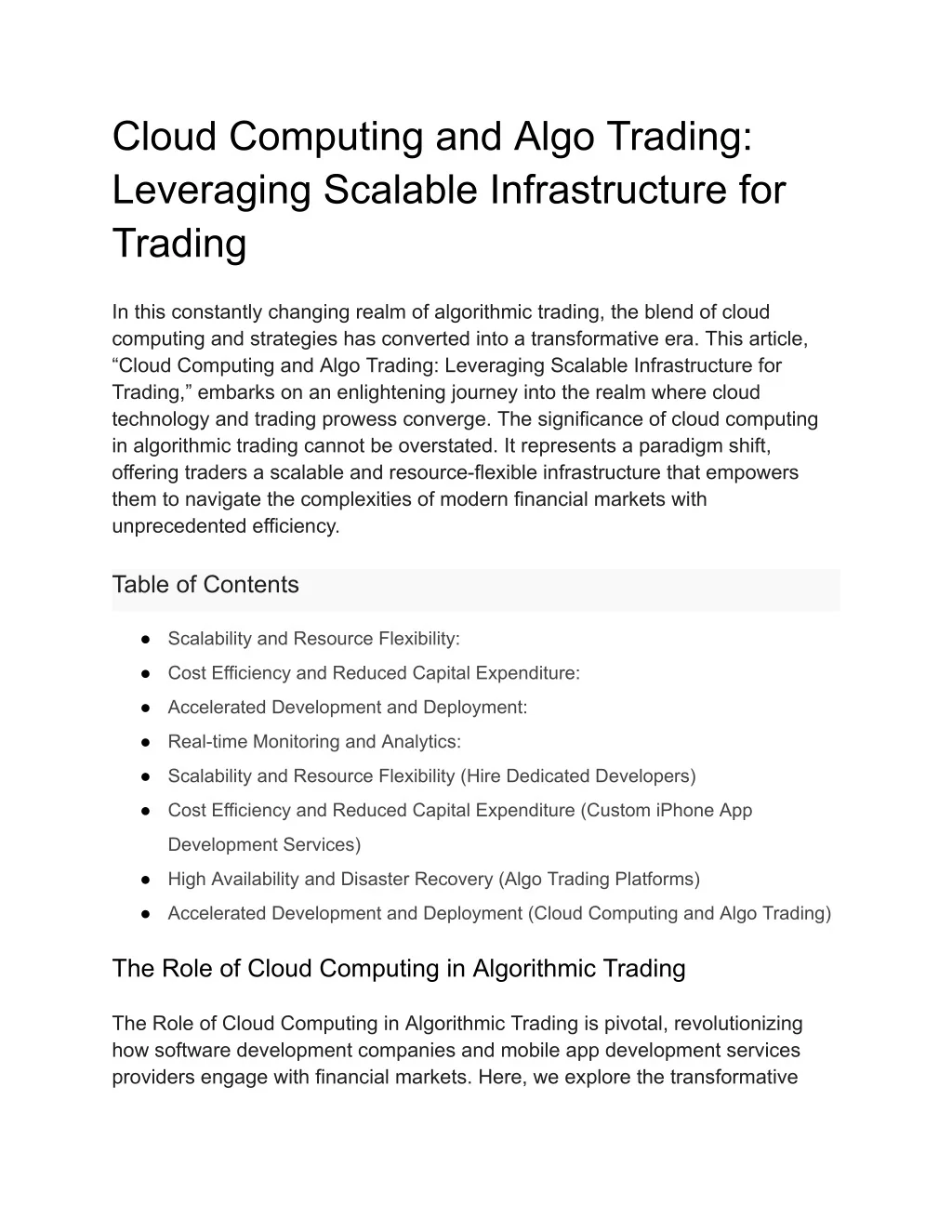 PPT - Cloud Computing and Algo Trading Leveraging Scalable ...