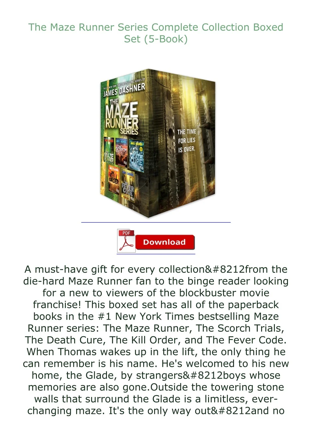 PPT - read ️ebook ( ️pdf ️) The Maze Runner Series Complete Collection ...