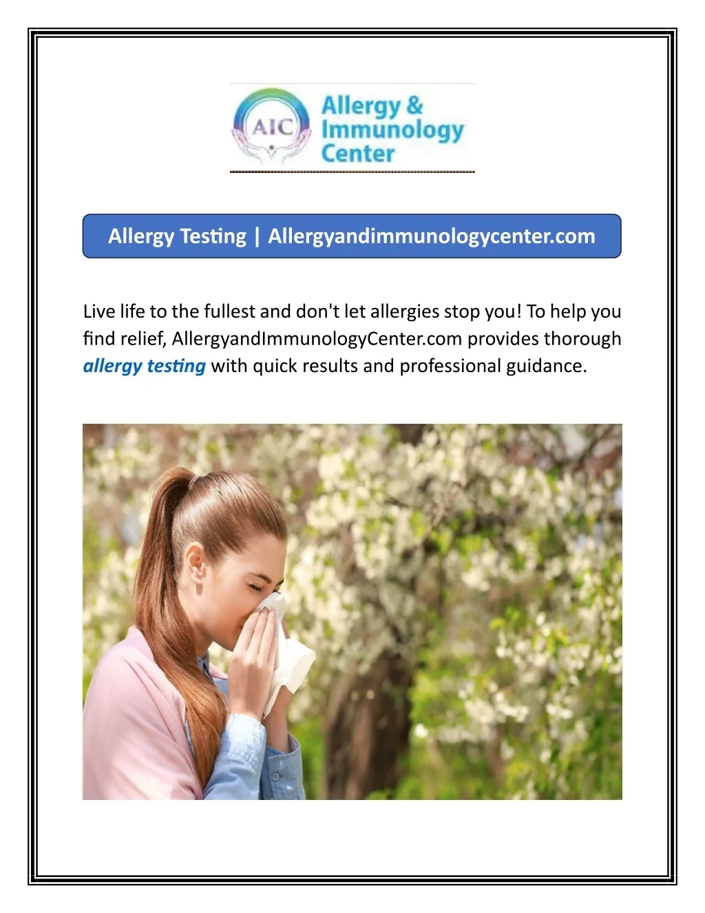 PPT - Allergy Testing Allergyandimmunologycenter.com PowerPoint ...