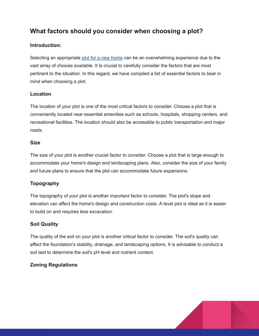 PPT - What factors should you consider when choosing a plot_ PowerPoint ...