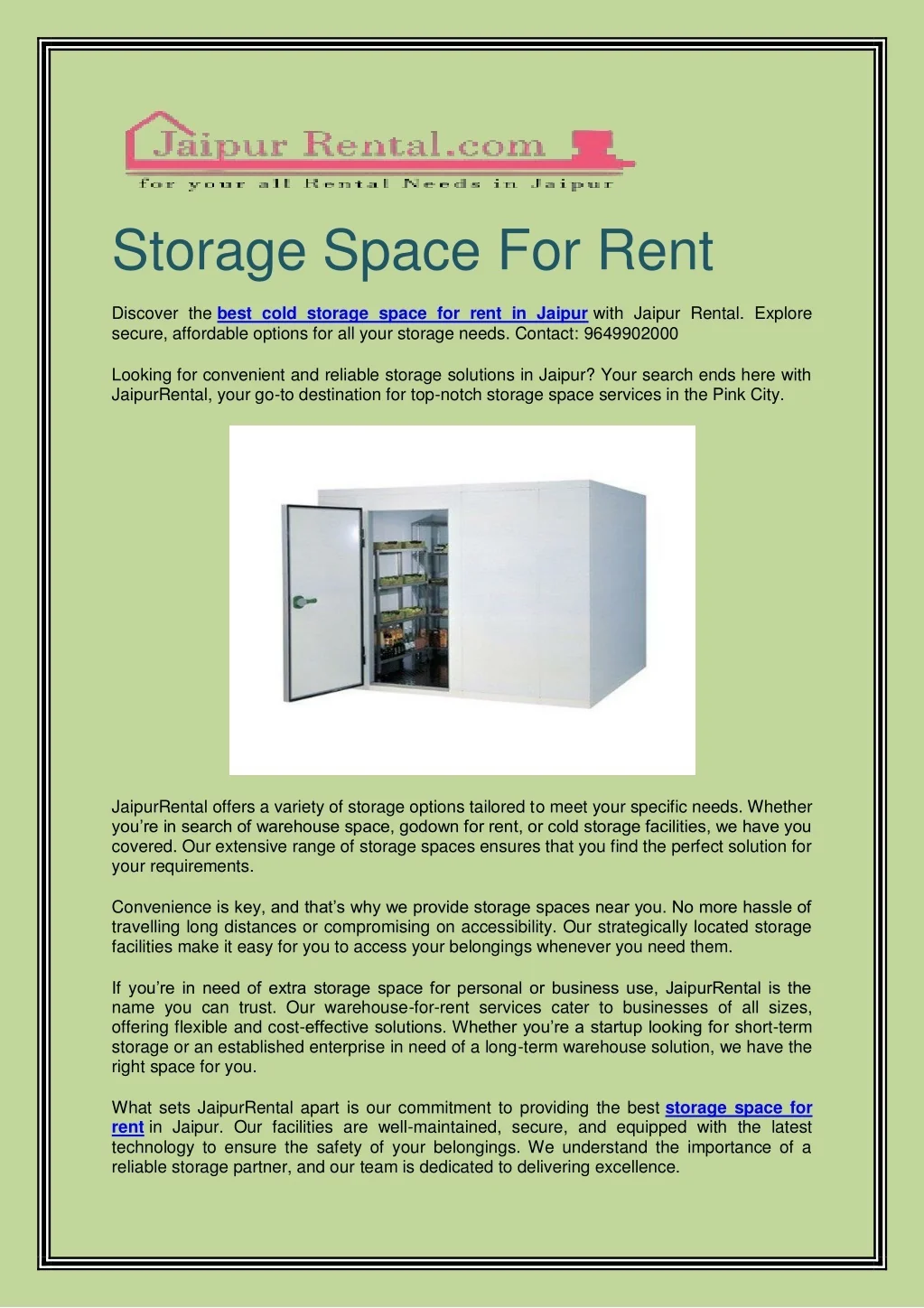 PPT - Storage Space For Rent PowerPoint Presentation, free download ...