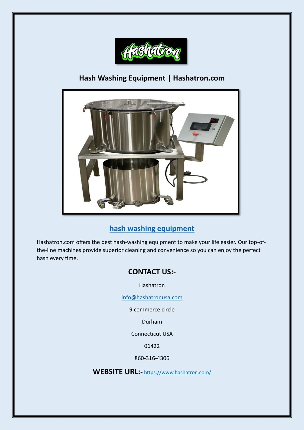 PPT - Hash Washing Equipment | Hashatron.com PowerPoint Presentation ...