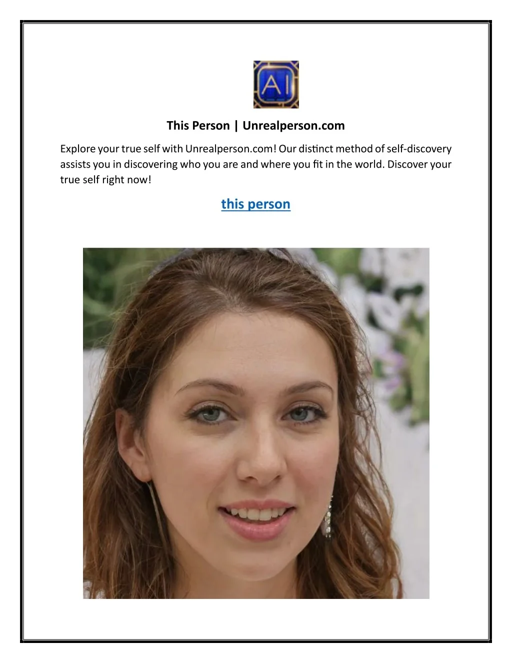 PPT - This Person Unrealperson PowerPoint Presentation, free download ...