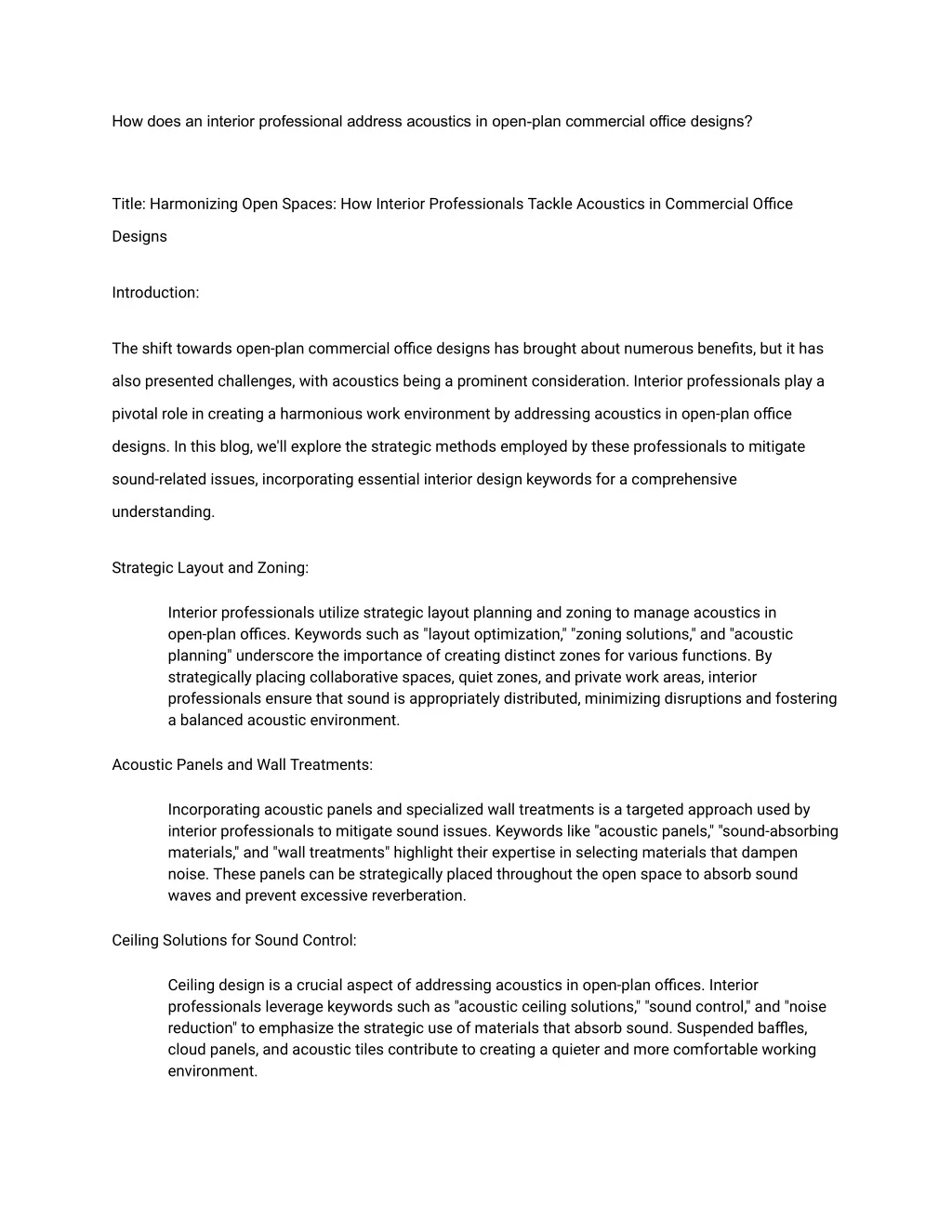 PPT - How does an interior professional address acoustics in open-plan ...