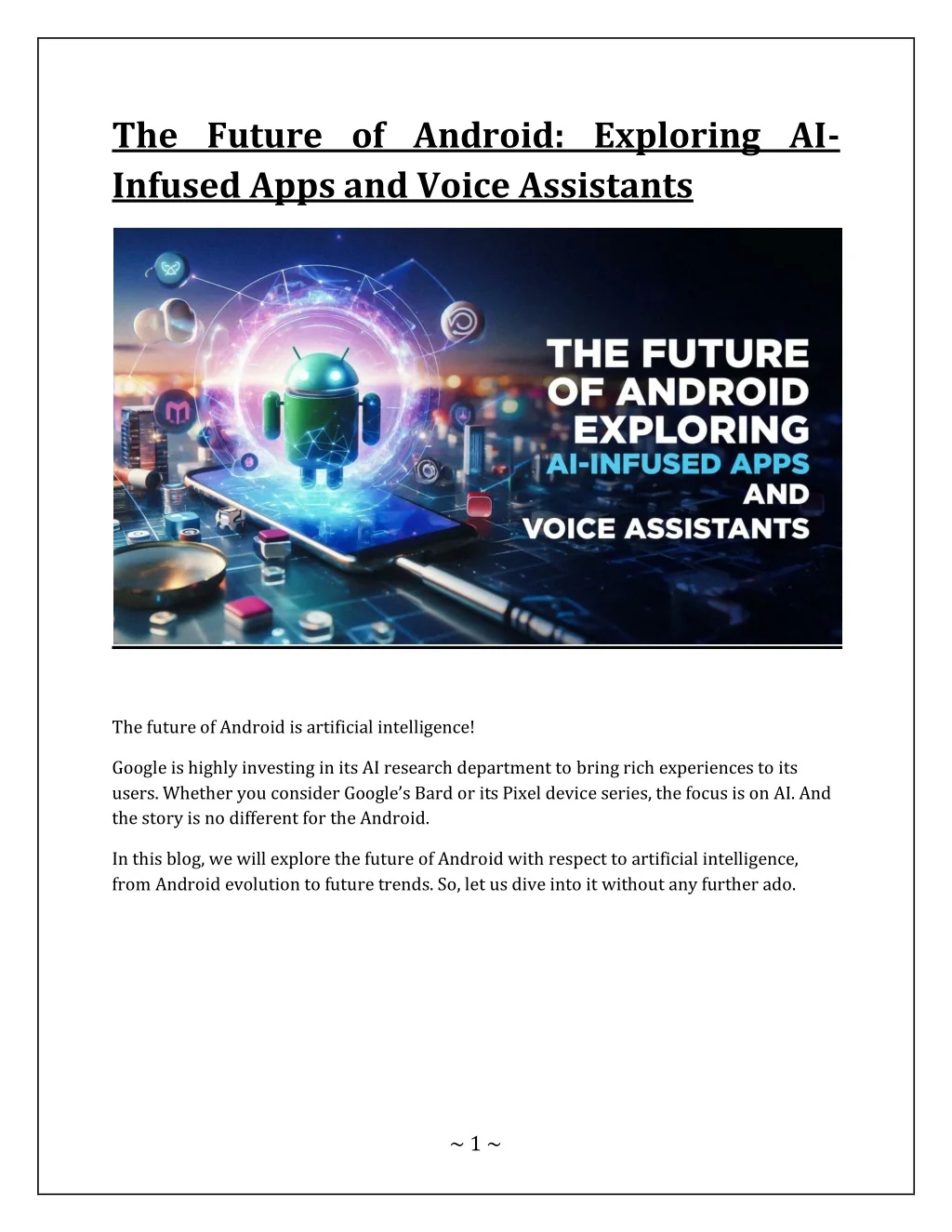 PPT - The future of Android is artificial intelligence! PowerPoint ...
