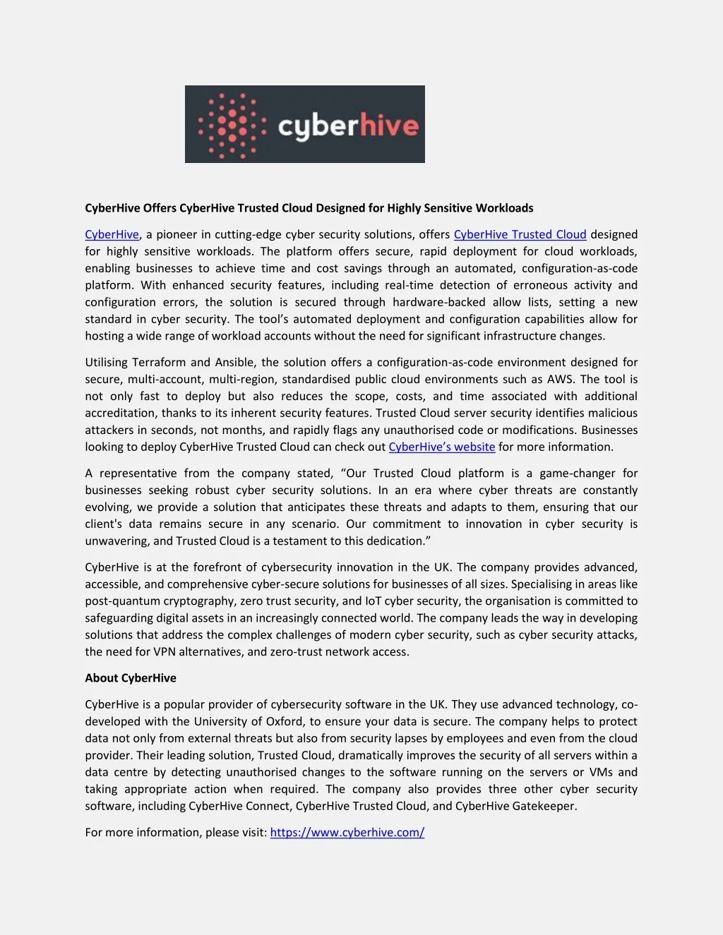 PPT - CyberHive Offers CyberHive Trusted Cloud Designed for Highly ...