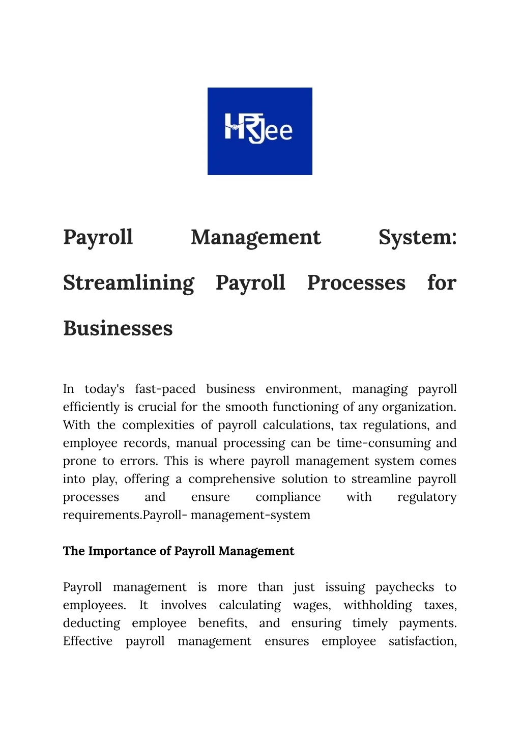 PPT - Payroll Management System Streamlining Payroll Processes for ...