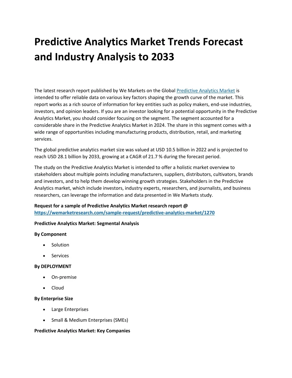 PPT - Predictive Analytics Market PowerPoint Presentation, free ...