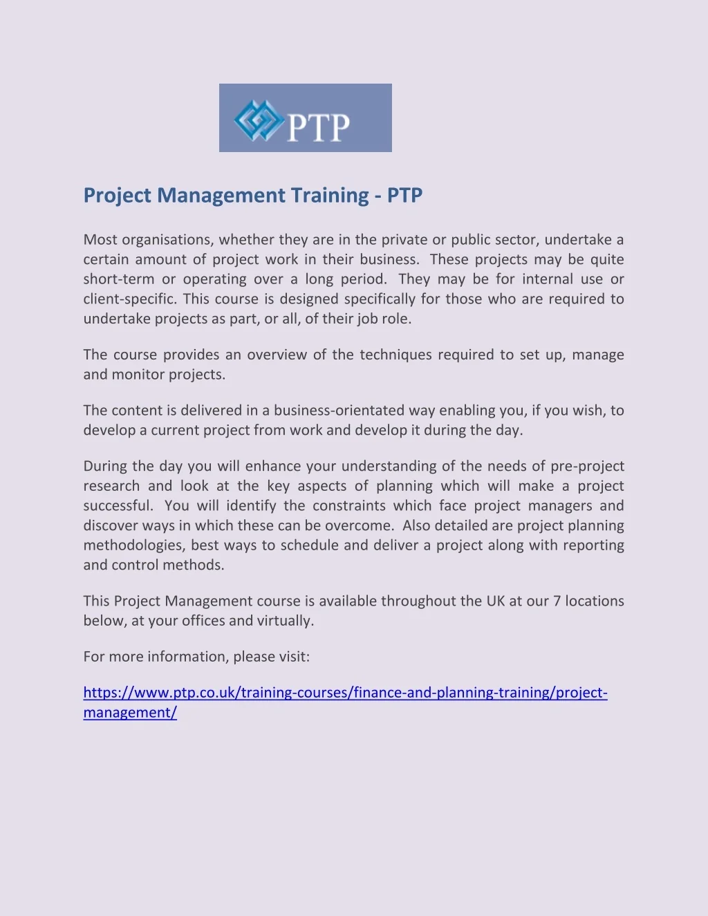 PPT - Project Management Training - PTP PowerPoint Presentation, free ...