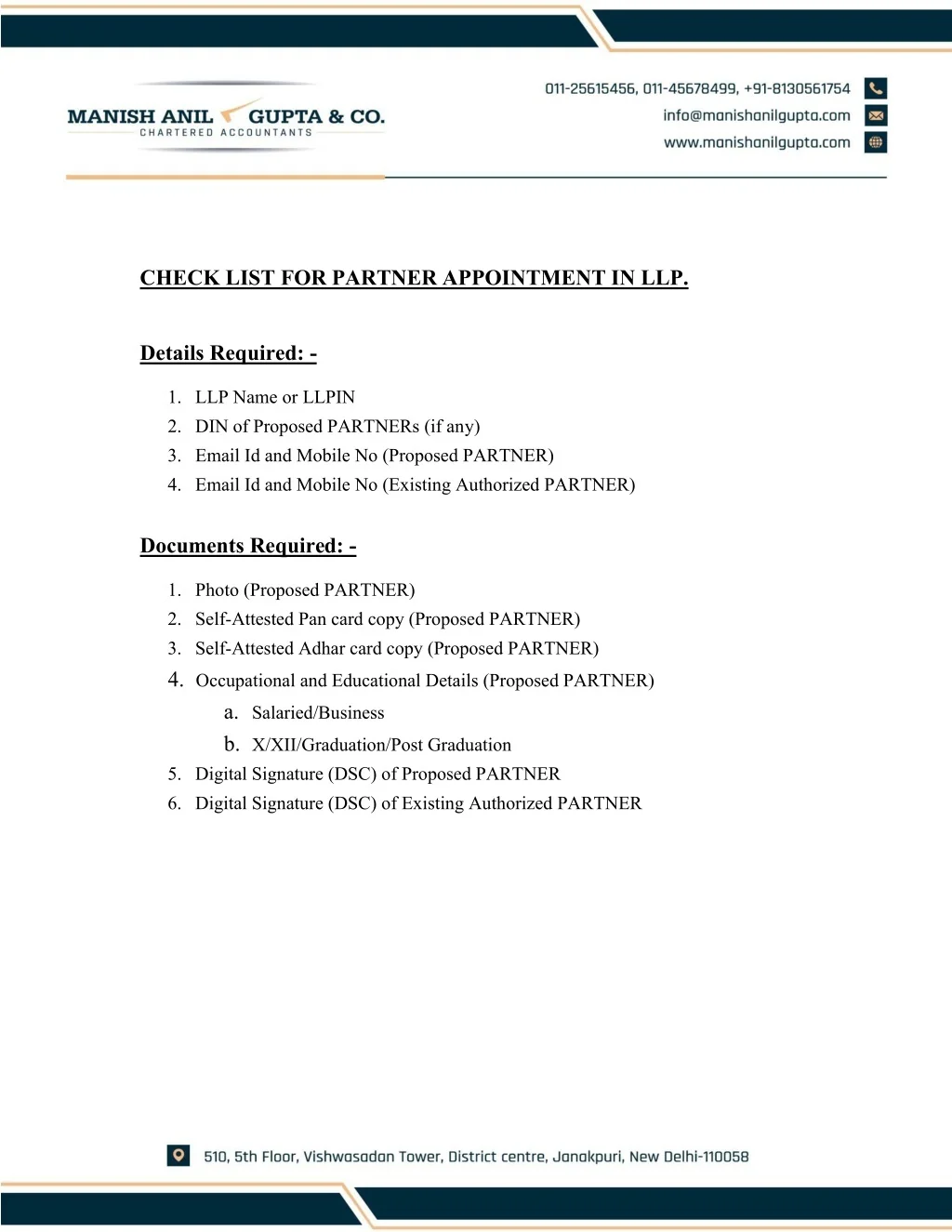 PPT - Check List for Partner Appointment in LLP PowerPoint Presentation ...