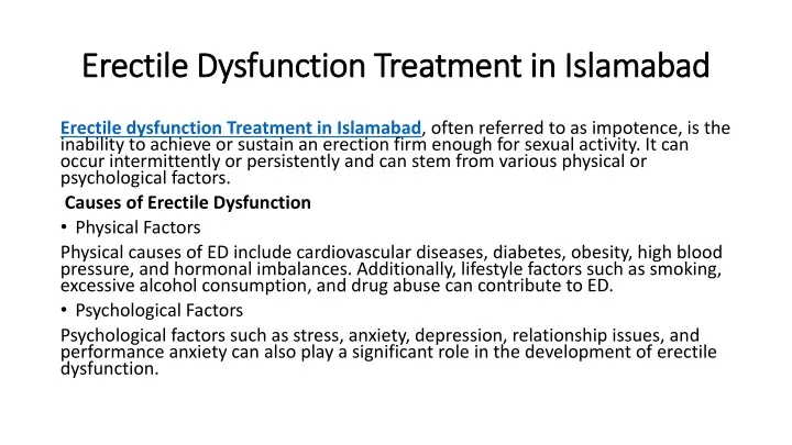 PPT - Erectile Dysfunction Treatment in Islamabad PowerPoint ... PPT - Erectile Dysfunction Treatment in Islamabad PowerPoint ...