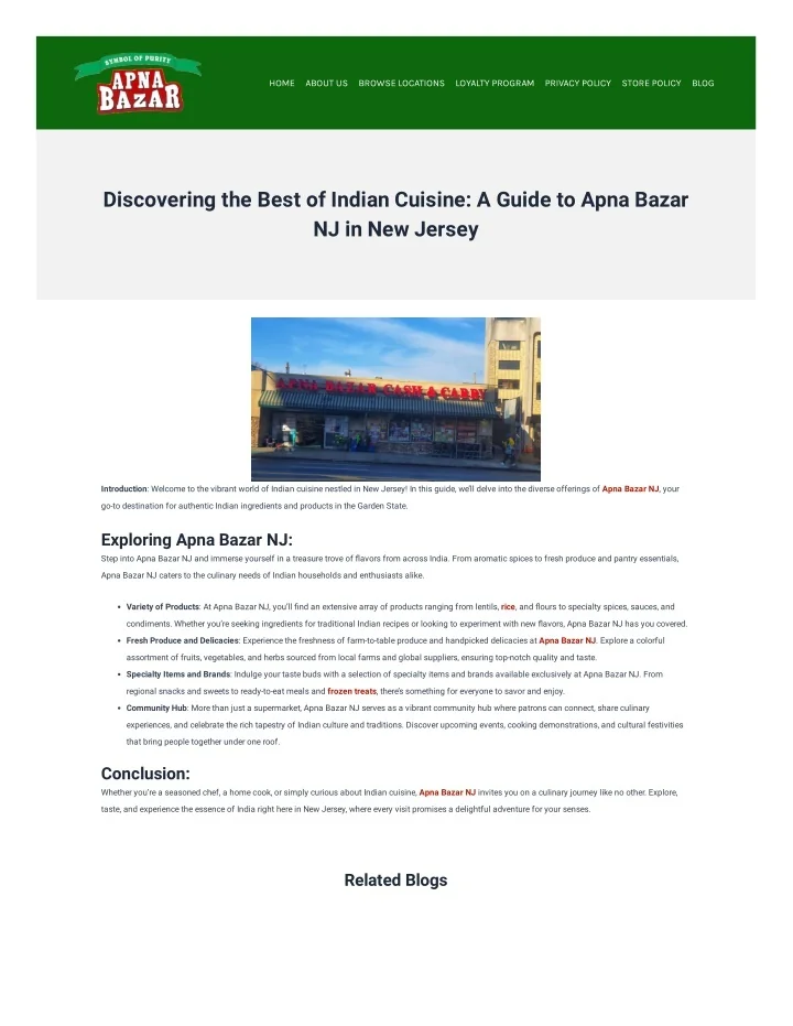 PPT - Discovering the Best of Indian Cuisine A Guide to Apna Bazar NJ ...