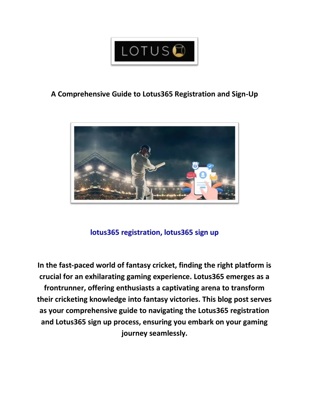 PPT - A Comprehensive Guide to Lotus365 Registration and Sign ...
