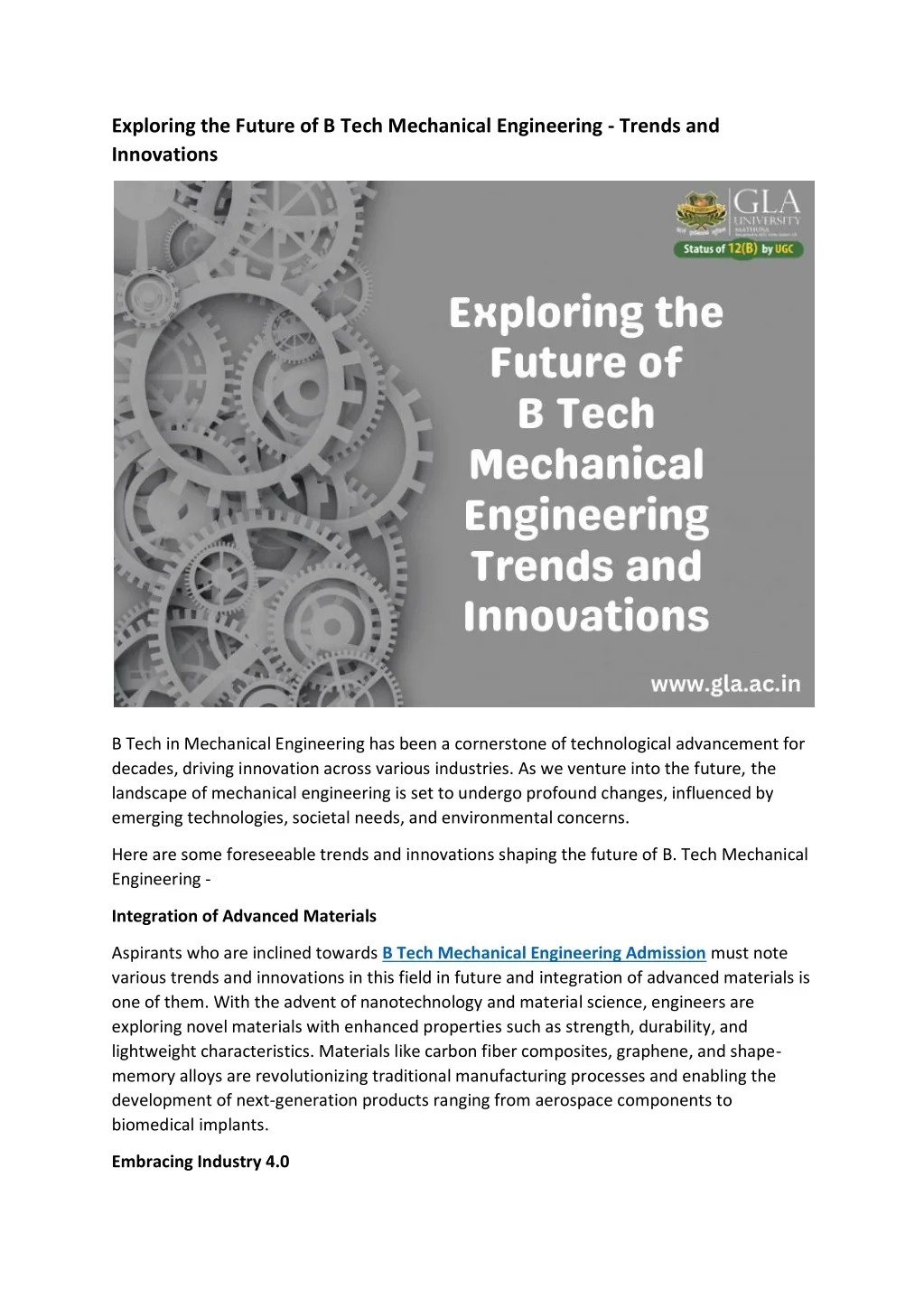 PPT - Exploring the Future of B Tech Mechanical Engineering - Trends ...