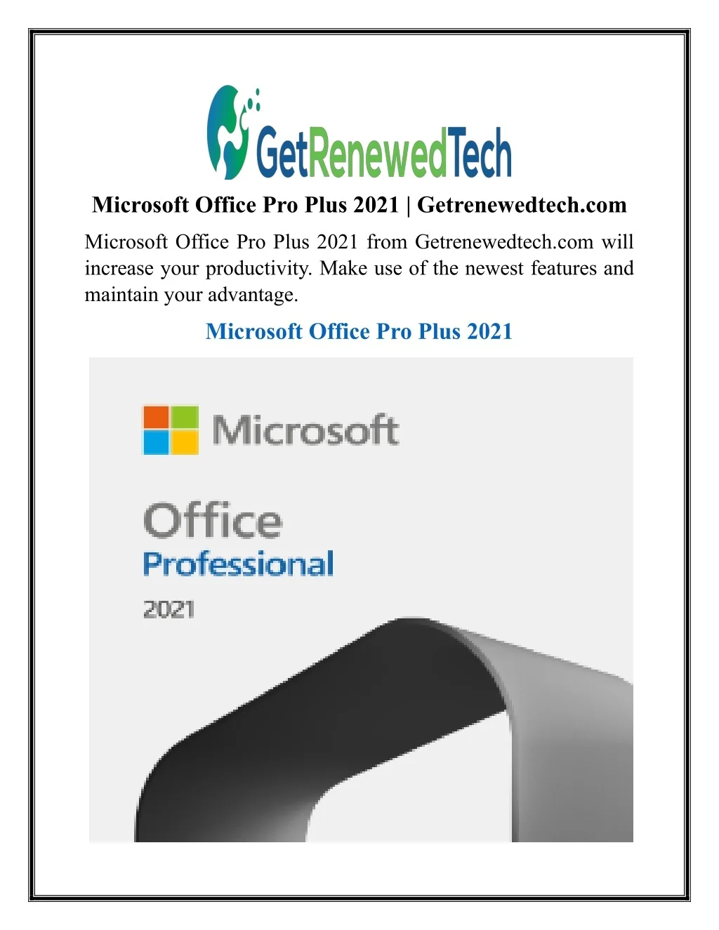 PPT - Microsoft Office Pro Plus 2021 | Getrenewedtech.com PowerPoint Presentation - ID:12939651