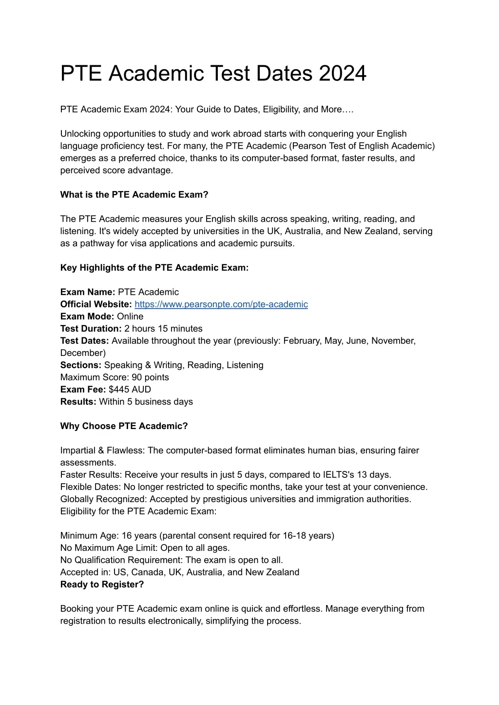 PPT - PTE Academic Test Dates 2024 PowerPoint Presentation, free ...