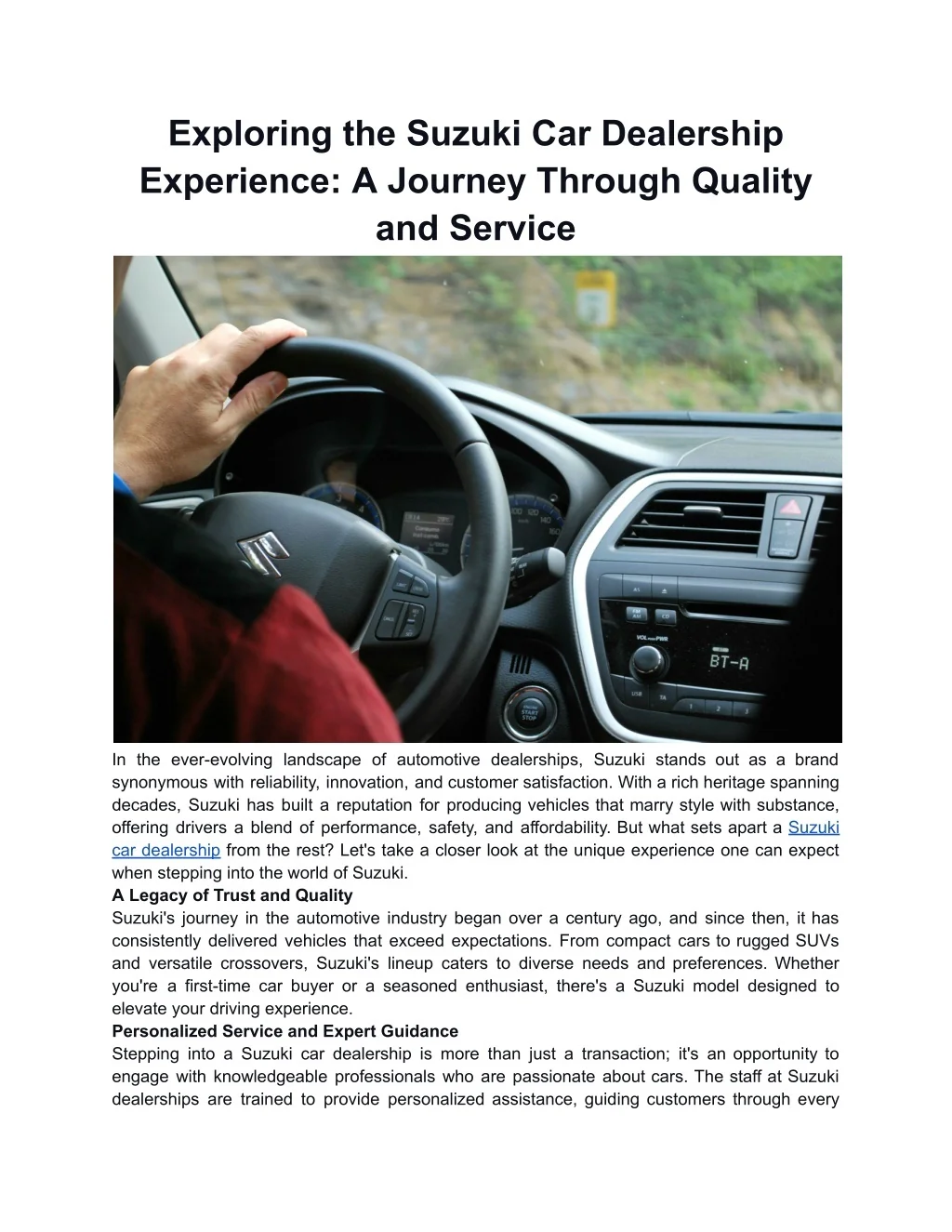 PPT - Exploring the Suzuki Car Dealership Experience_ A Journey Through ...