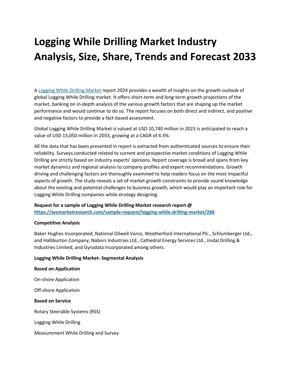 PPT - Logging While Drilling Market PowerPoint Presentation, free ...