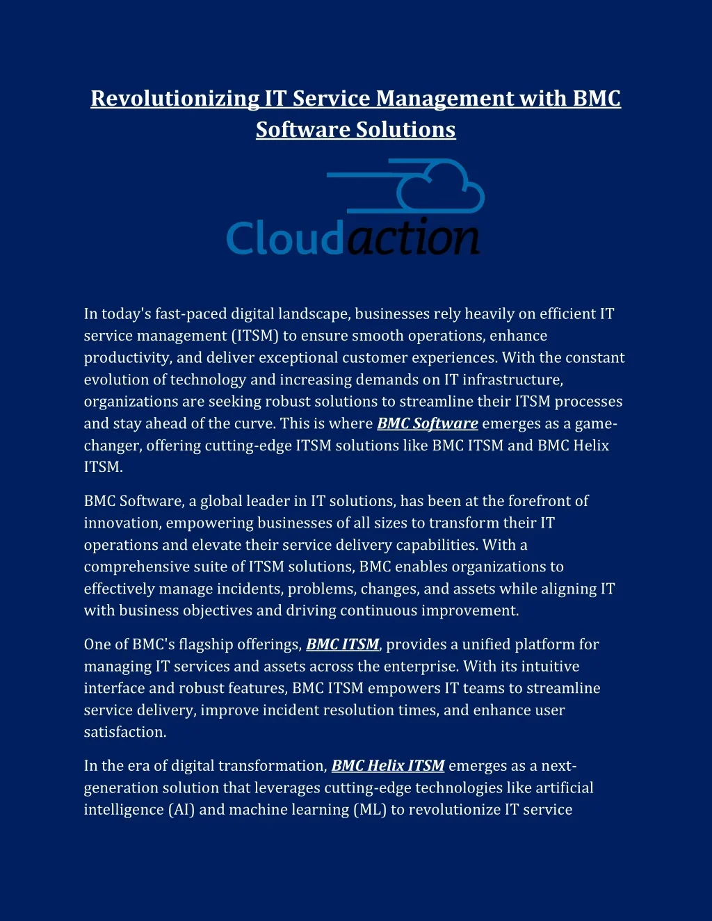 PPT - Revolutionizing IT Service Management with BMC Software Solutions PowerPoint Presentation ...