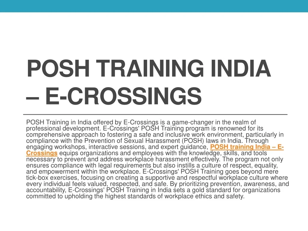 PPT - Posh ICC training in India – E-Crossings PowerPoint Presentation ...