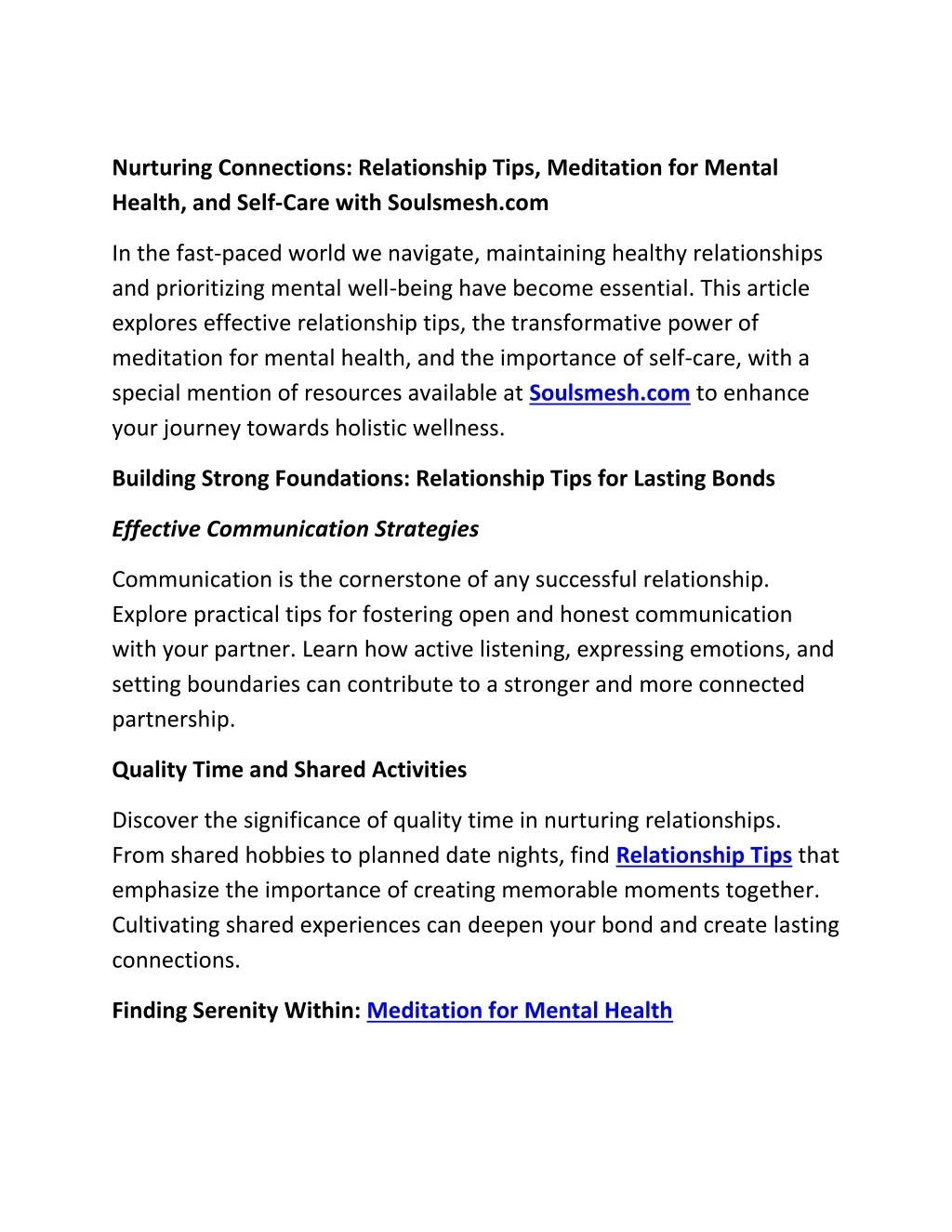 PPT - Nurturing Connections: Relationship Tips, Meditation for Mental ...