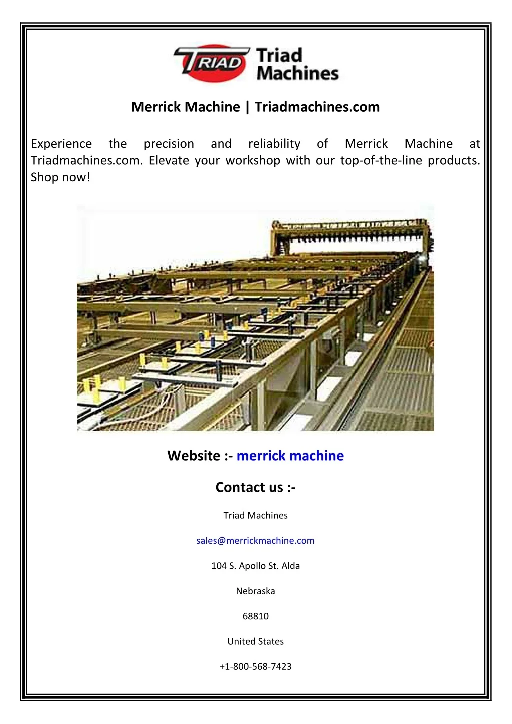 PPT - Merrick Machine Triadmachines.com PowerPoint Presentation, free ...