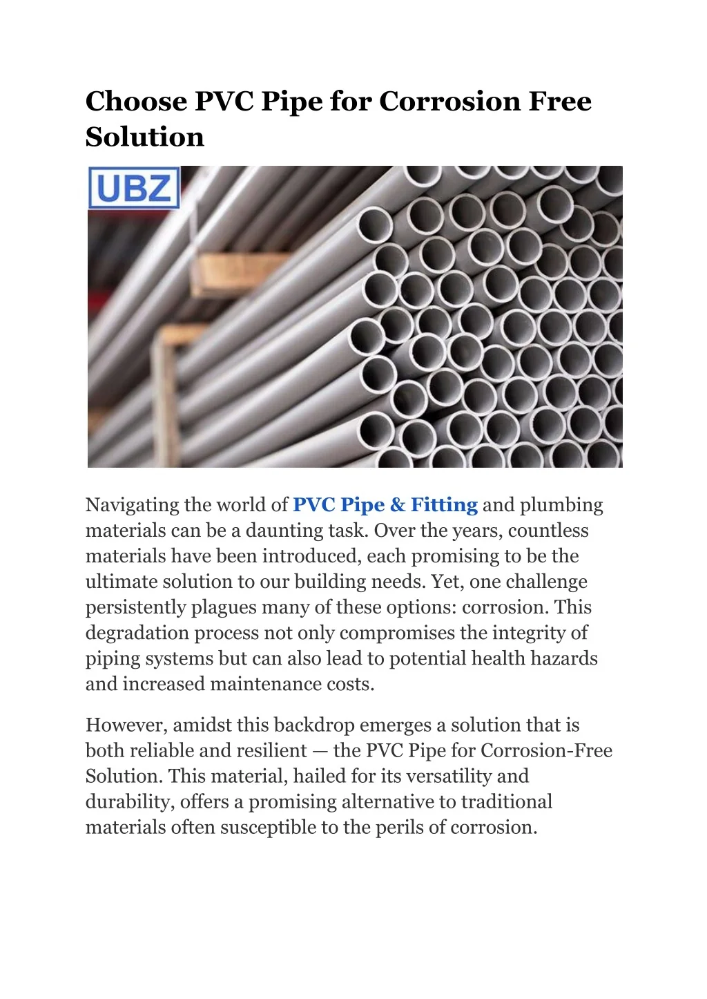 PPT - Choose PVC Pipe for Corrosion Free Solution PowerPoint ...