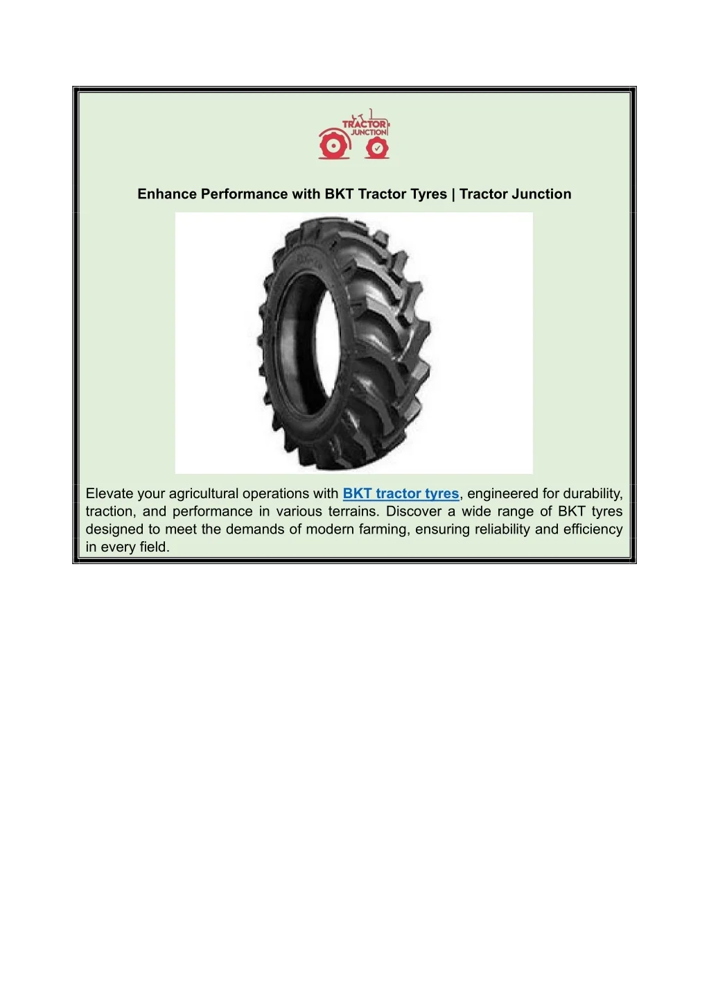 PPT - Enhance Performance with BKT Tractor Tyres PowerPoint ...