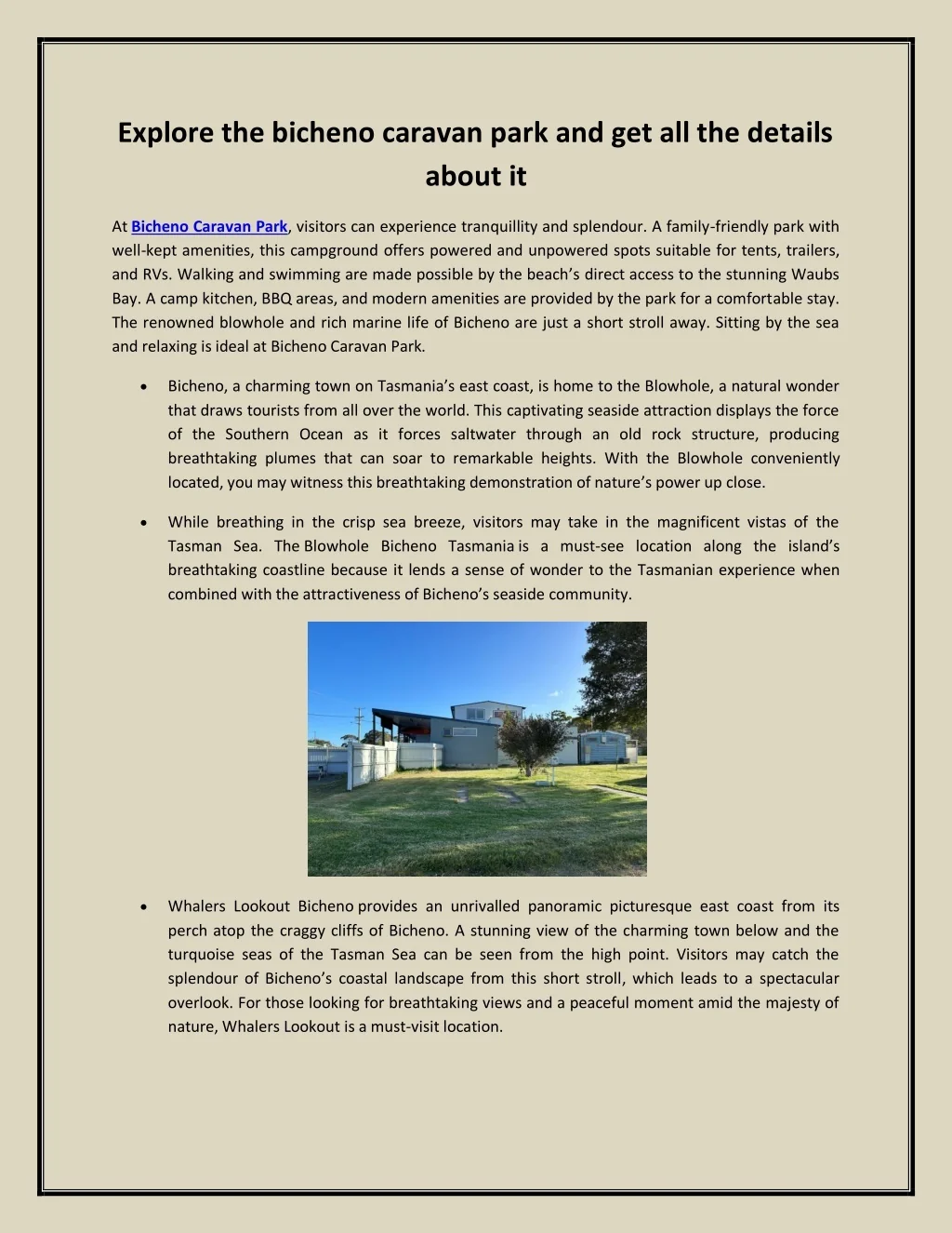 PPT - Explore the bicheno caravan park and get all the details about ...