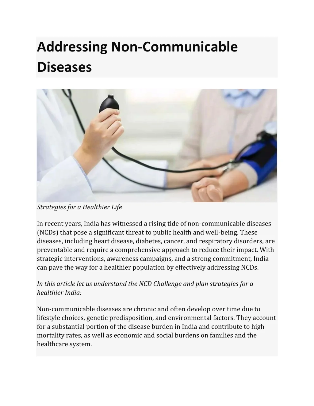 PPT - Addressing Non-Communicable Diseases PowerPoint Presentation ...