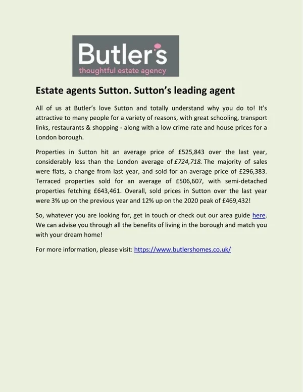 PPT - Leading Estate Agents in Sutton - Butler's Homes PowerPoint Presentation - ID:12965696