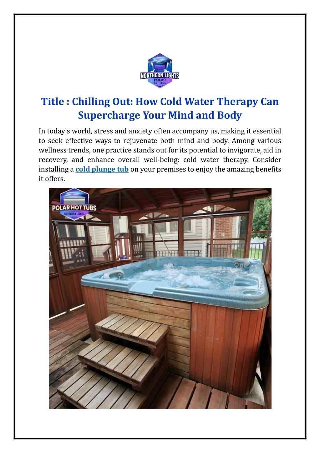PPT - Chilling Out: How Cold Water Therapy Can Supercharge Your Mind ...