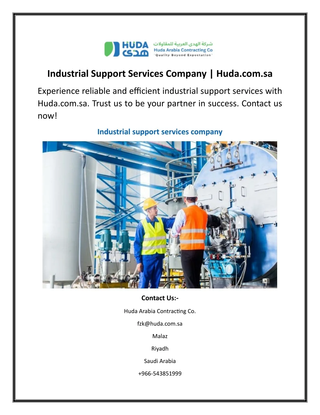 PPT - Industrial Support Services Company Huda.com.sa PowerPoint ...