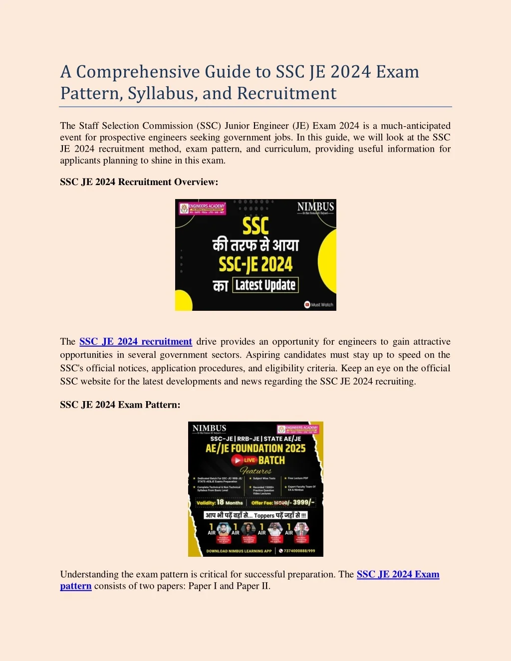 PPT - A Comprehensive Guide to SSC JE 2024 Exam Pattern, Syllabus, and ...