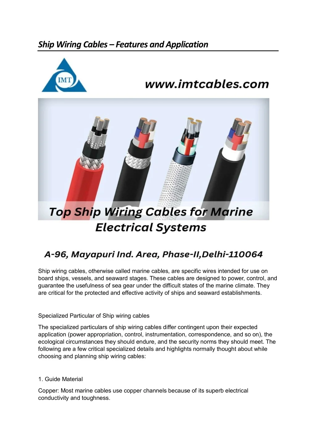 PPT - Ship Wiring Cables -Features and Application PowerPoint ...
