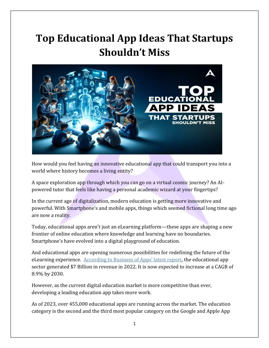 PPT - Top educational app ideas that startups shouldn't miss PowerPoint ...