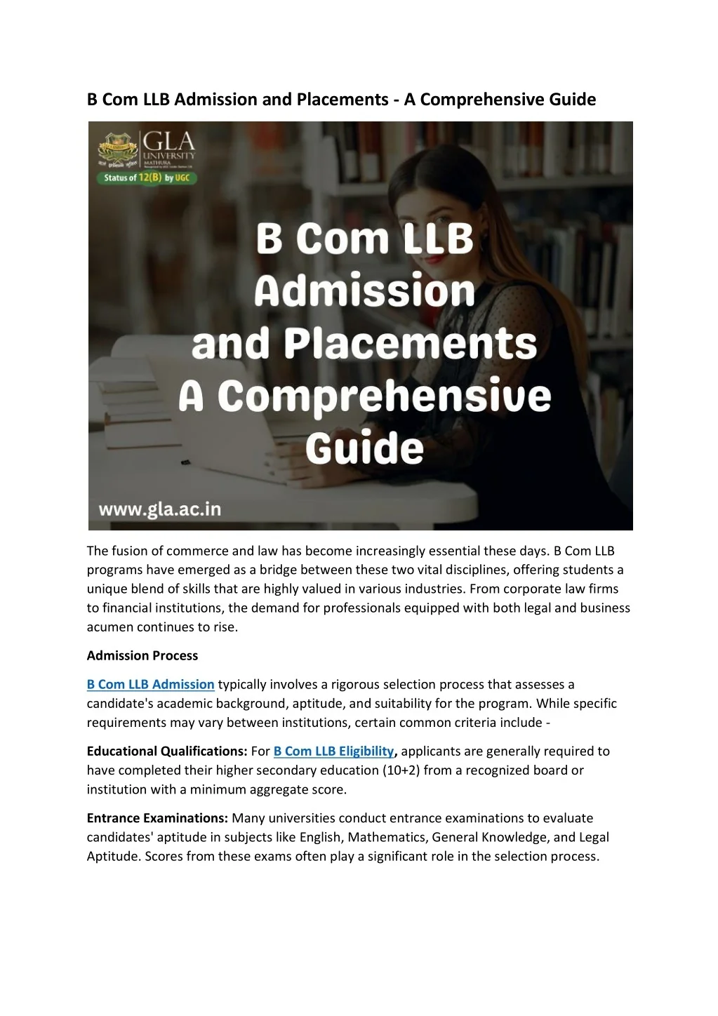 PPT - B Com LLB Admission and Placements - A Comprehensive Guide ...