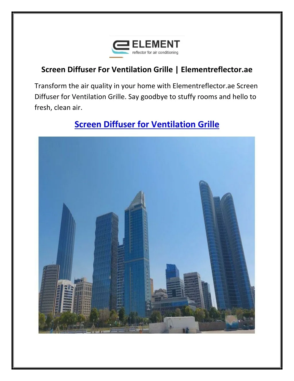 PPT - Screen Diffuser For Ventilation Grille Elementreflector.ae ...