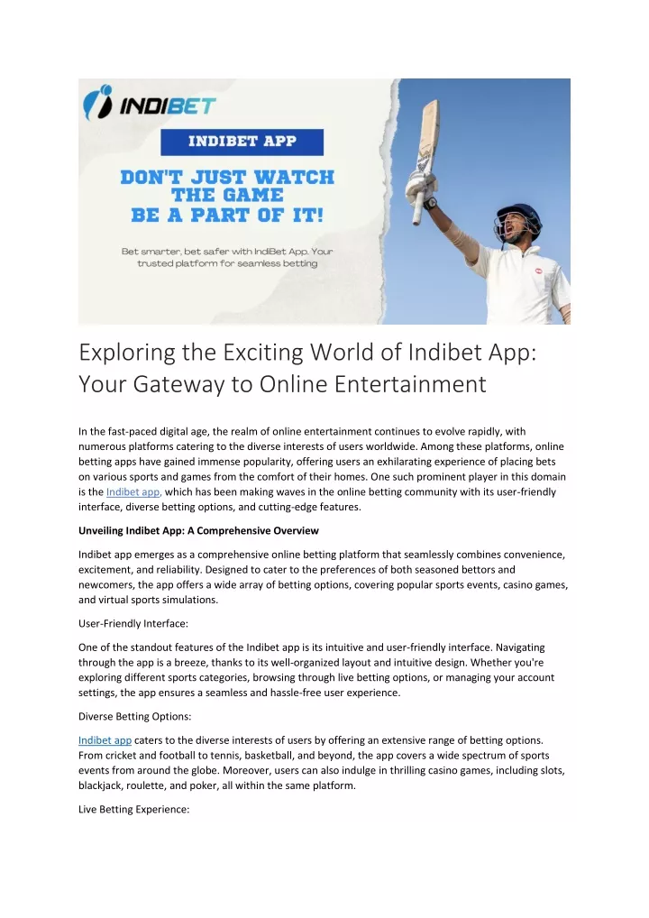 Ppt Exploring The Exciting World Of Indibet App Your Gateway To