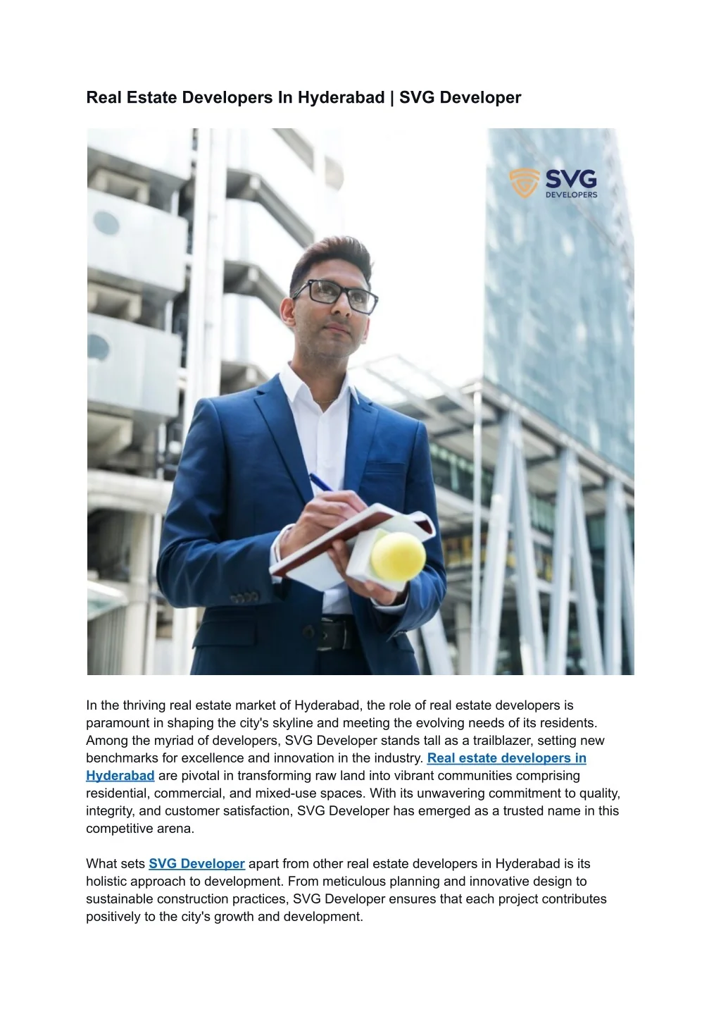 PPT - Real Estate Developers In Hyderabad _ SVG Developer PowerPoint ...