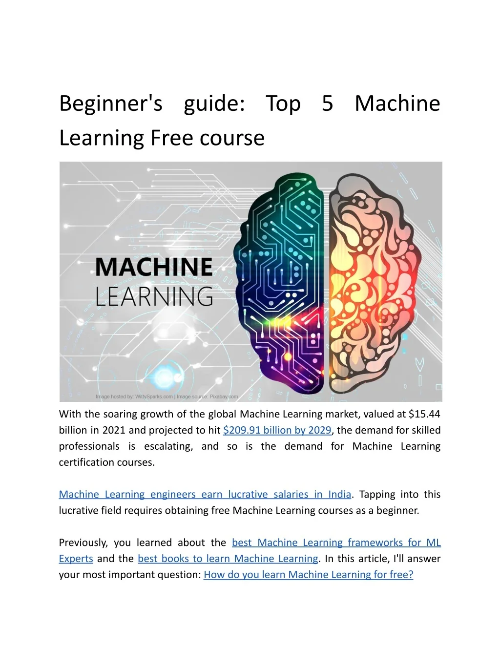 PPT - Beginner's guide_ Top 5 Machine Learning Free course PowerPoint Presentation - ID:12986315