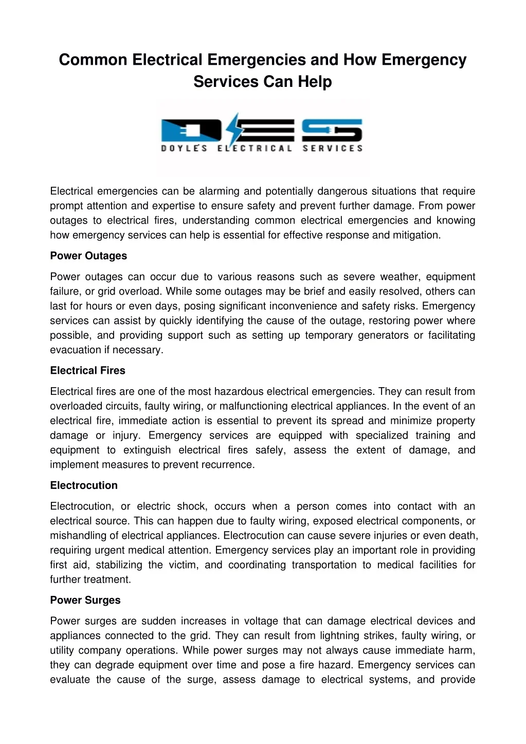 PPT - Common Electrical Emergencies and How Emergency Services Can Help ...