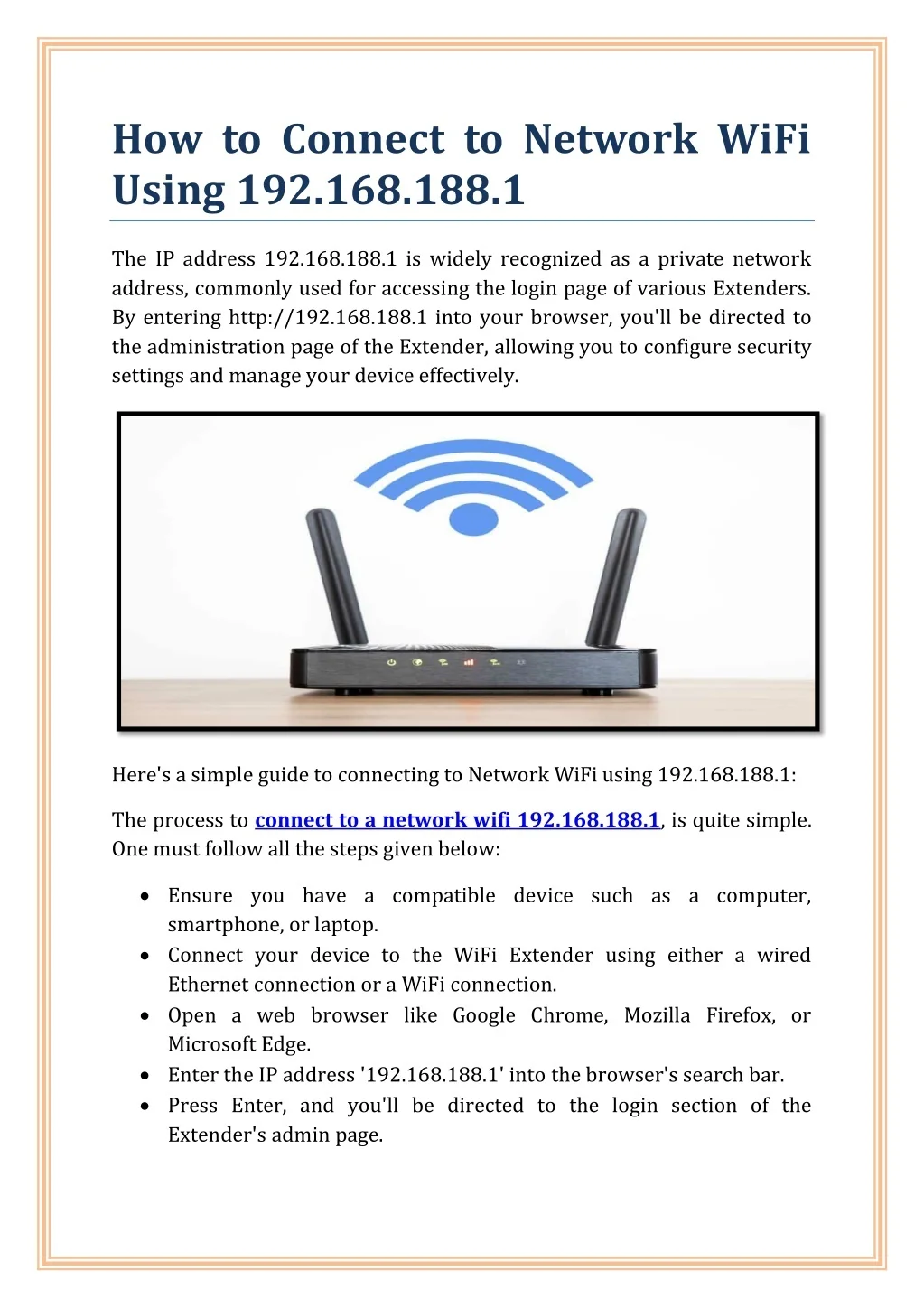 PPT - How to Connect to Network WiFi Using 192.168.188.1 PowerPoint Presentation - ID:12991818
