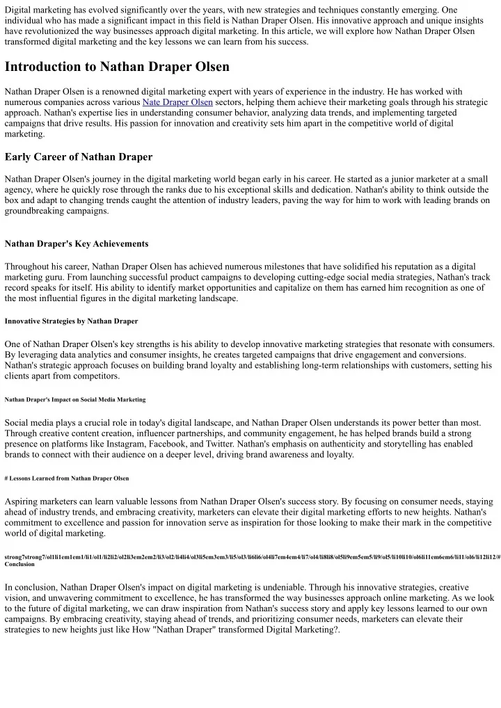 PPT - How Nathan Draper Olsen Transformed Digital Marketing PowerPoint ...